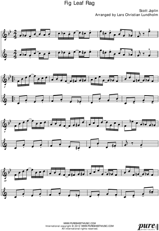 Fig Leaf Rag Pure Sheet Music Duet for C Instrument and Tenor Saxophone ...