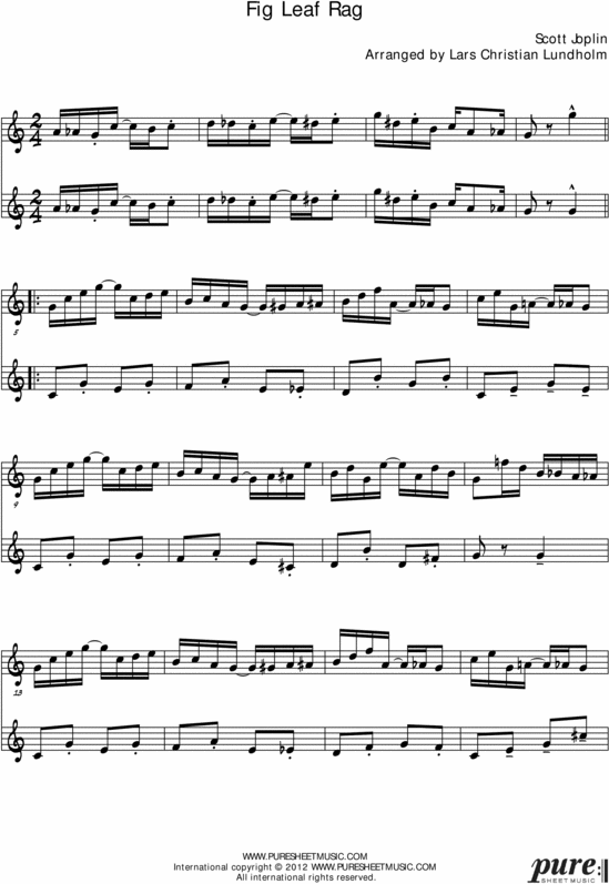 Fig Leaf Rag Pure Sheet Music Duet for Clarinet and Bb Instrument ...