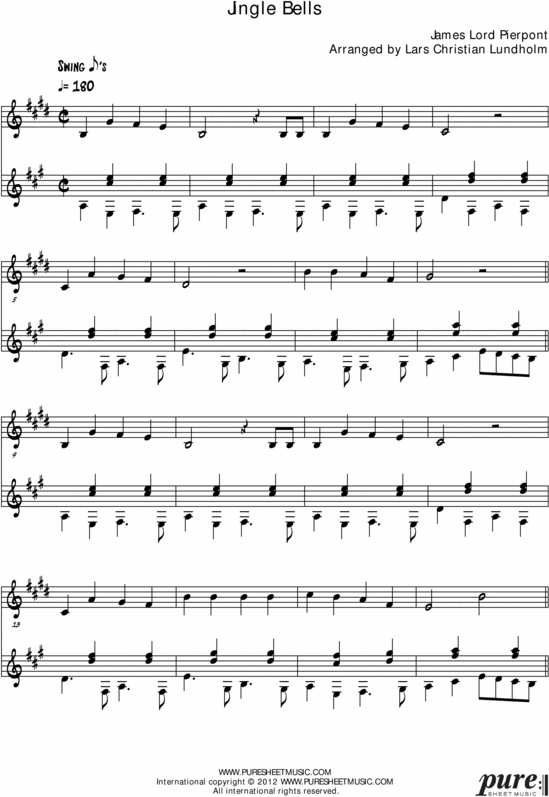 Jingle Bells Pure Sheet Music Duet for French Horn and Guitar, Arranged ...
