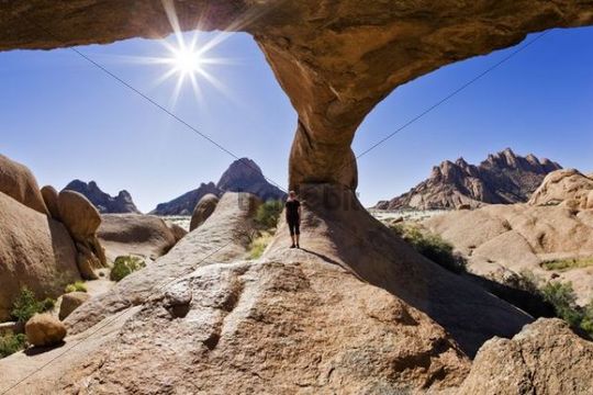 Rock Arch, natural rock arche, Spitzkoppe mountain, Namibia, Africa...