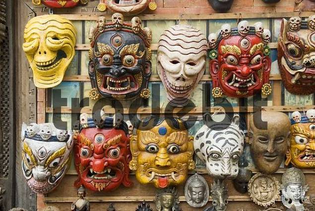 nepalese dance mask, Swayambhunat Temple, Kathmandu, Nepal - Downlo...